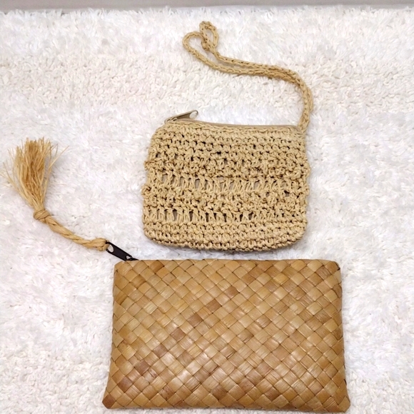 No Brand | Bags | Lot Of 2 Woven Straw Zippered Wallet And Flower Straw ...